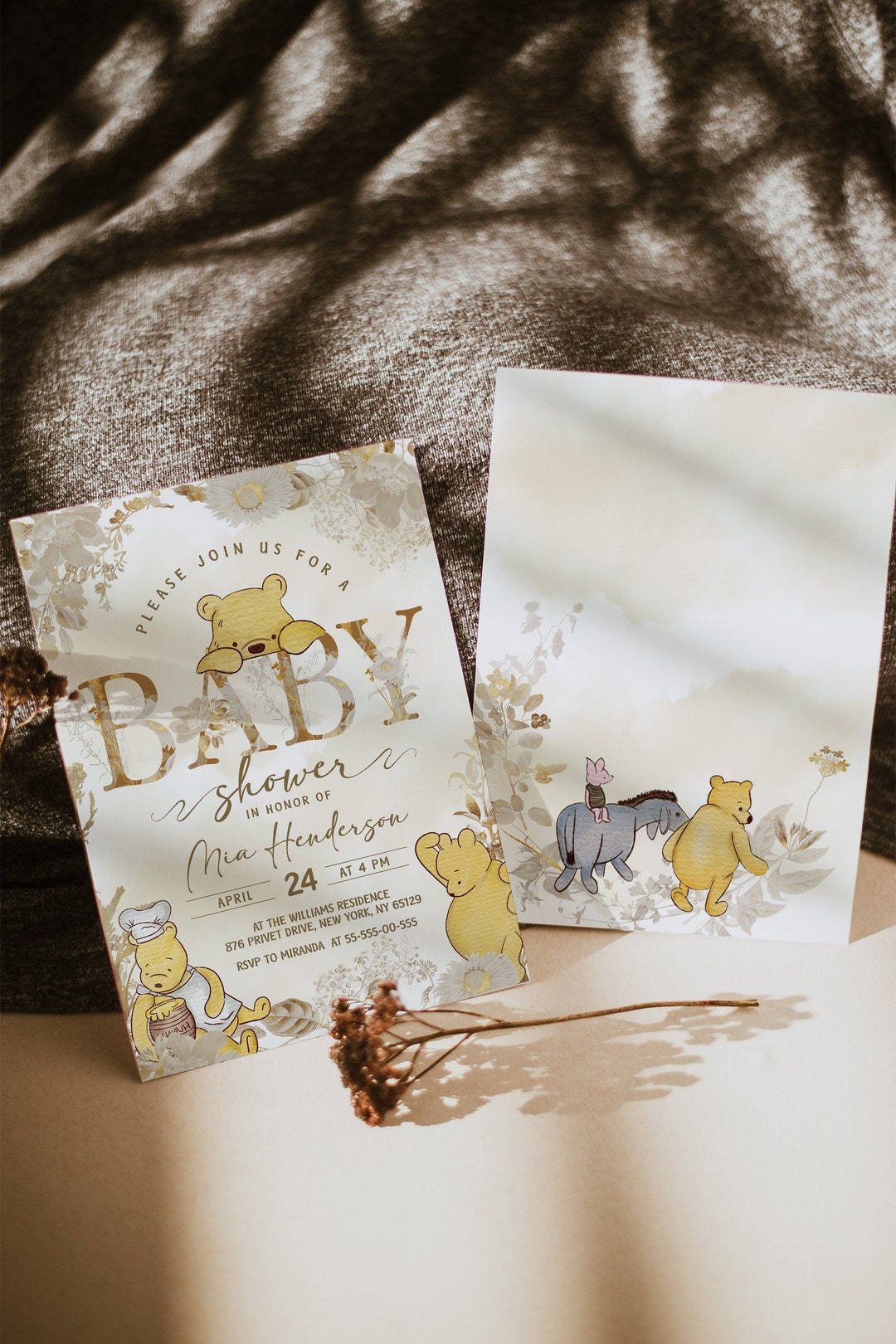 Classic Winnie Pooh Baby Shower Invitation; Neutral Baby Shower ...
