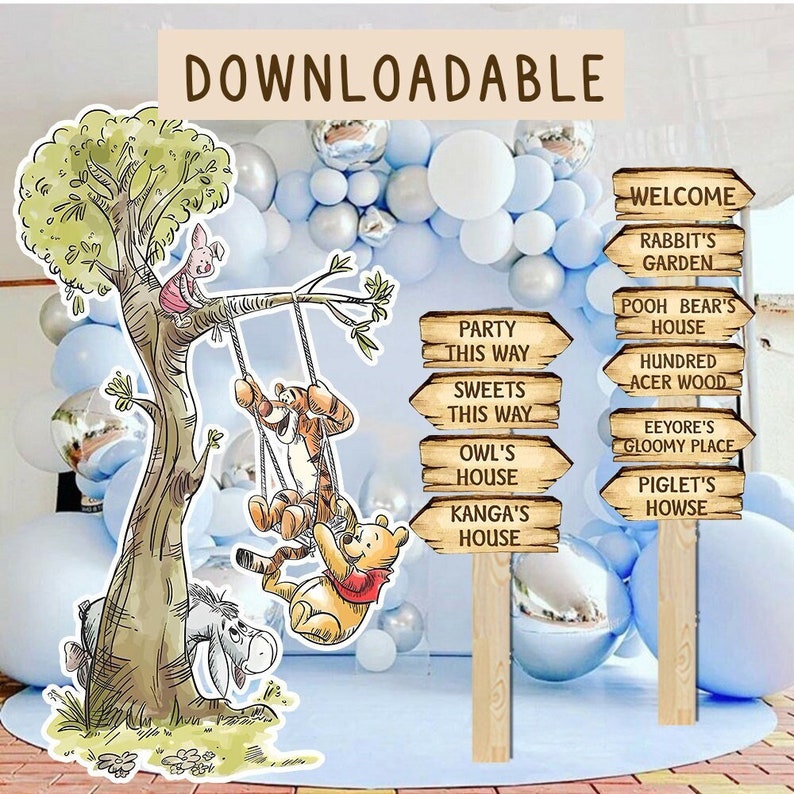 Winnie the Pooh Friends Backdrop, Cutout Die Cut Prop; Winnie the Pooh ...