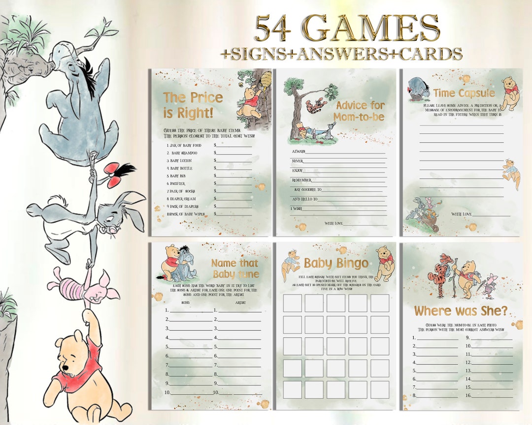 Winnie the Pooh Baby Shower Games Winnie the Pooh Inspired - Etsy