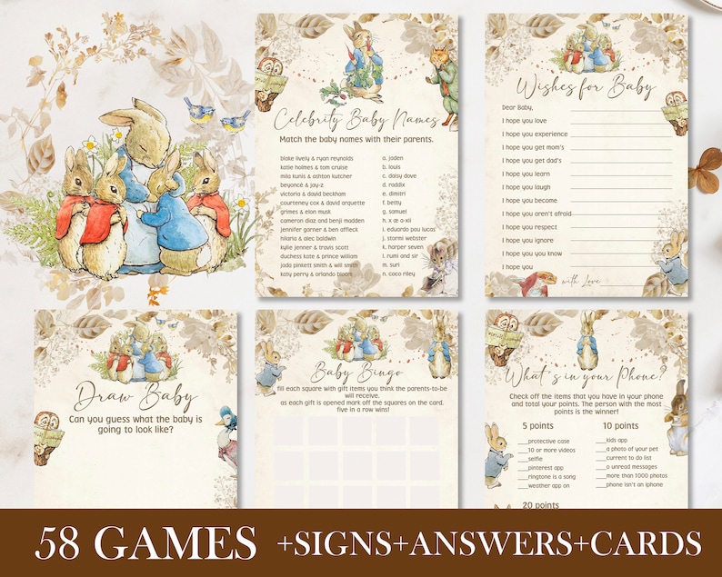Peter Rabbit Baby Shower Games; Peter Rabbit Inspired; Printable Peter ...