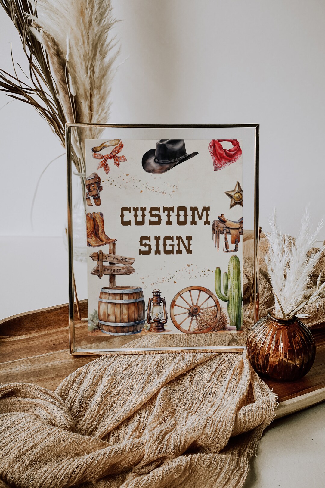 Editable Custom Sign First Rodeo Birthday Party ; Wild West Cowboy ...