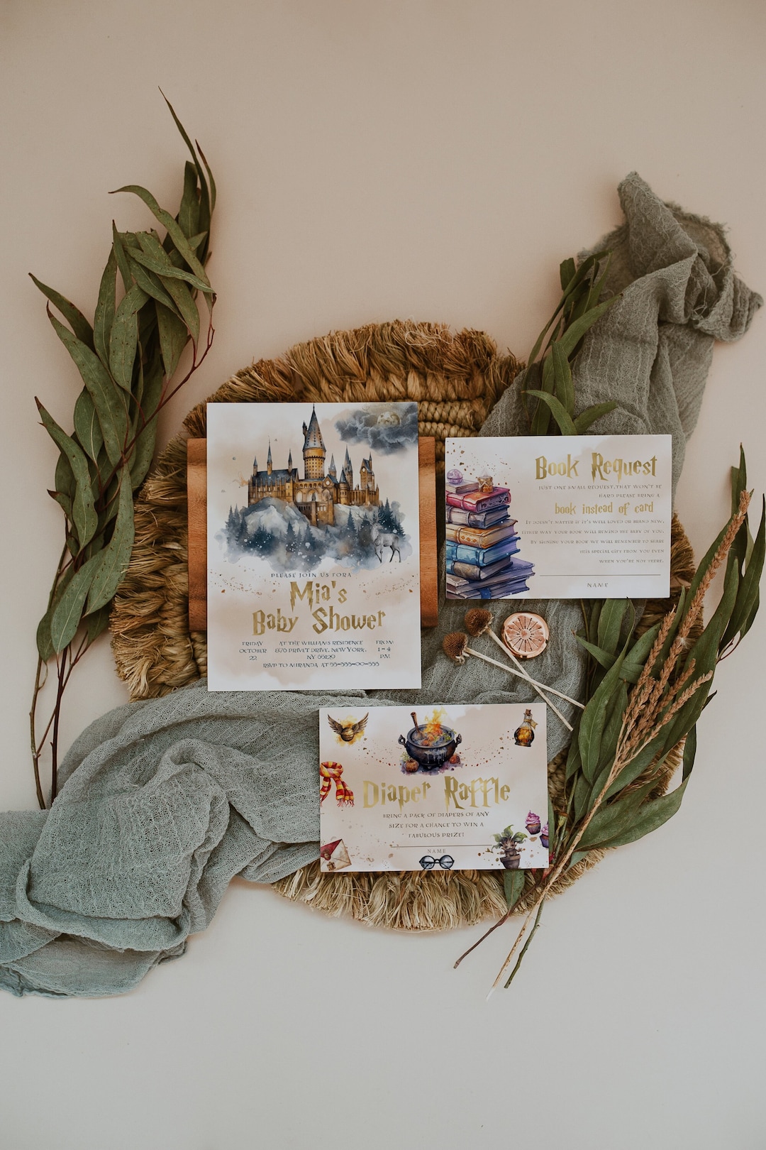 DIY Wizarding World Baby Shower Set; Magic School Baby Shower Template ...