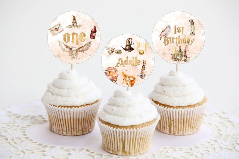 Editable Cupcake Topper Label Birthday Party Magic School 1st - Etsy