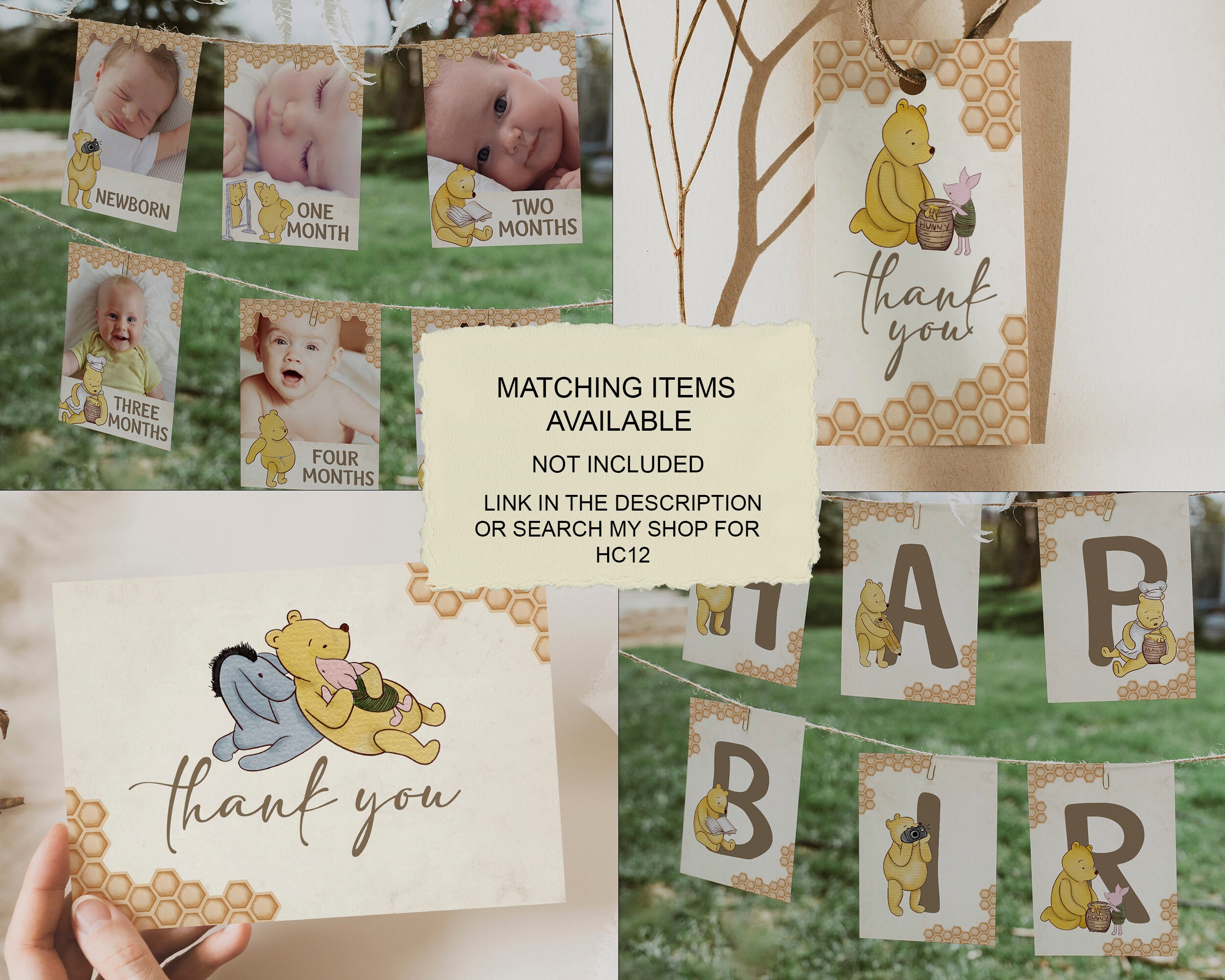 Photoframe Board Winnie the Pooh Birthday Party; Winnie Pooh 1st ...