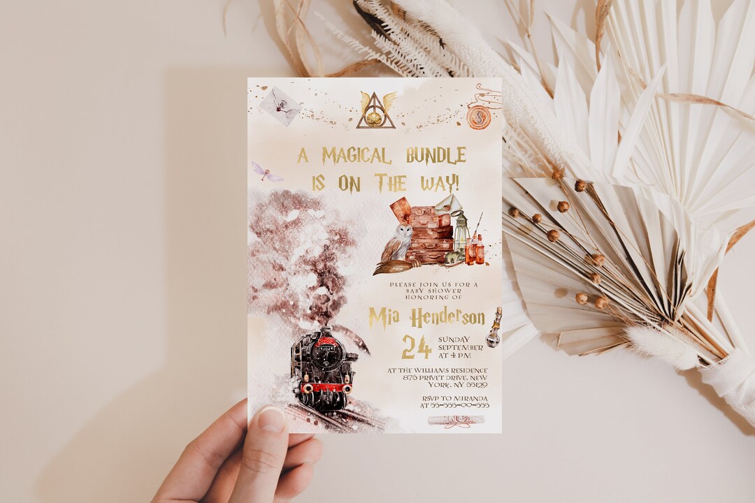 DIY Wizarding World Baby Shower Invitation; Magic School Baby Shower ...