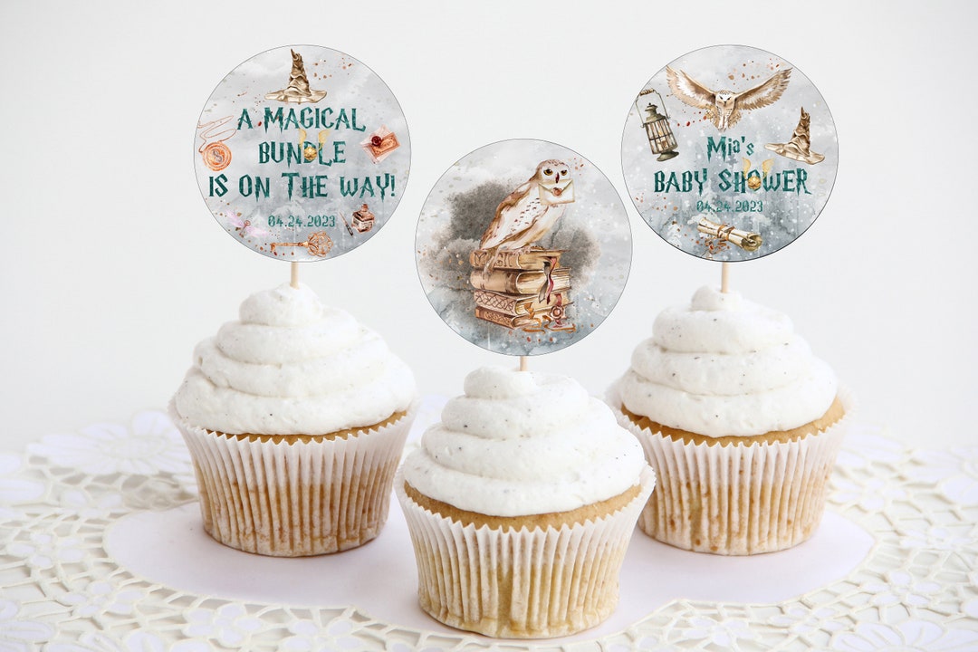 Editable Cupcake Topper Label Baby Shower; Magic School Baby Shower ...