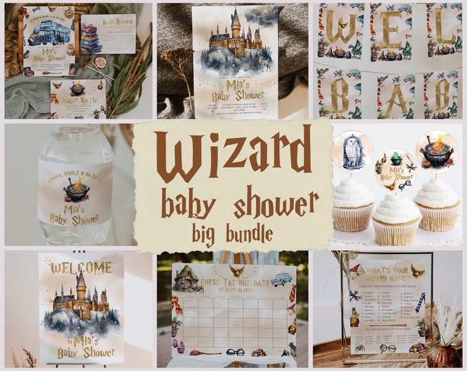Wizard Baby Shower Bundle; Magic School Baby Shower Invitation Bundle ...
