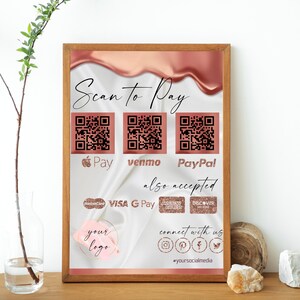 Rose Gold Scan to Pay Qr Code Sign Template Rose Gold Payment Sign ...
