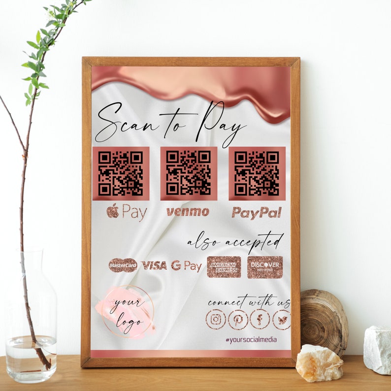 Rose Gold Scan to Pay Qr Code Sign Template Rose Gold Payment - Etsy