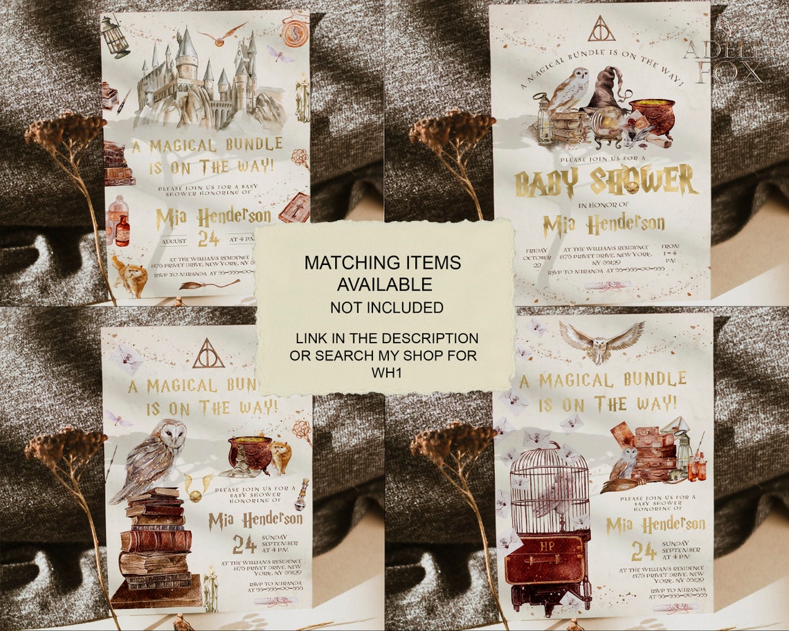 DIY Wizarding World Baby Shower Set; Magic School Baby Shower Template ...