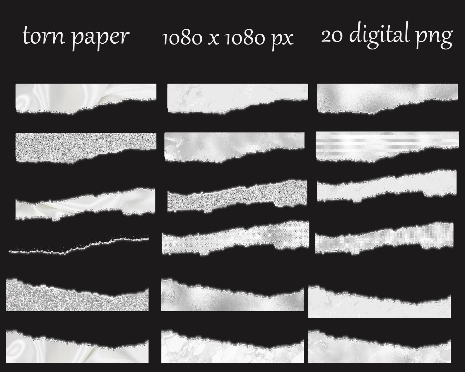 Glam Edges Glam Digital Borders Glitter Torn Paper Glam - Etsy