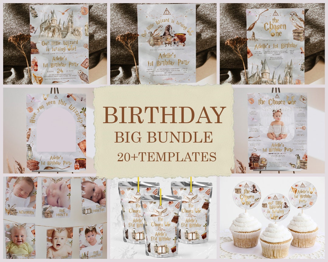 The Chosen One Big Bundle; Wizard Birthday Party Bundle Templates ...