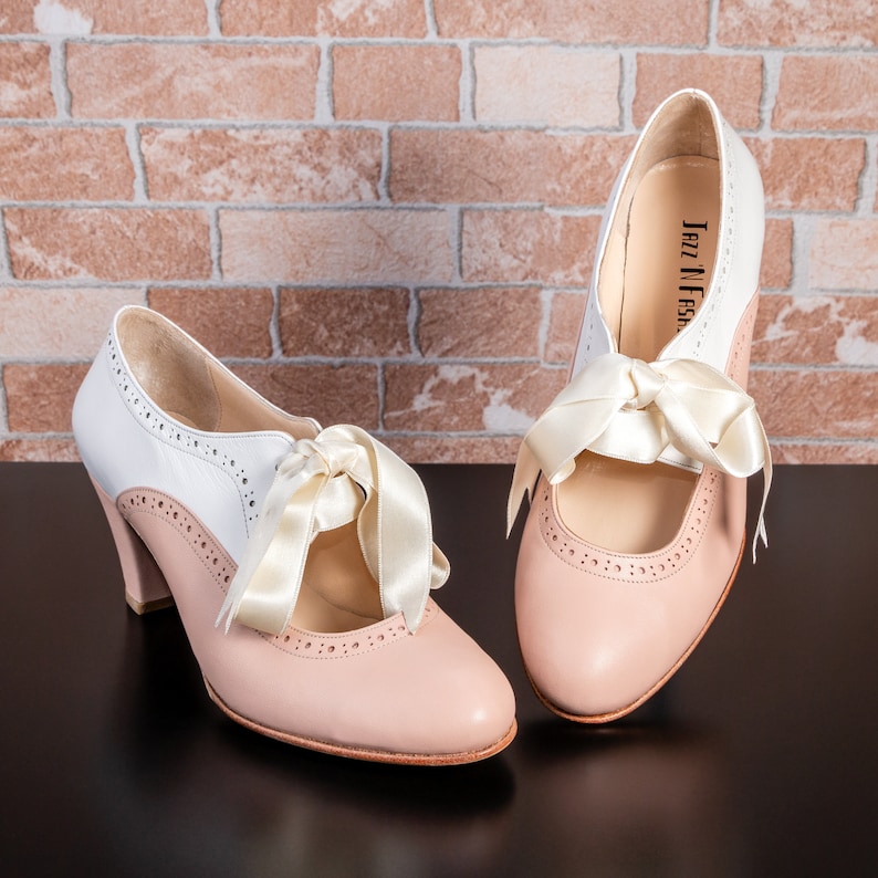 Custom - Alice Shoes - Powder Pink & White - Etsy