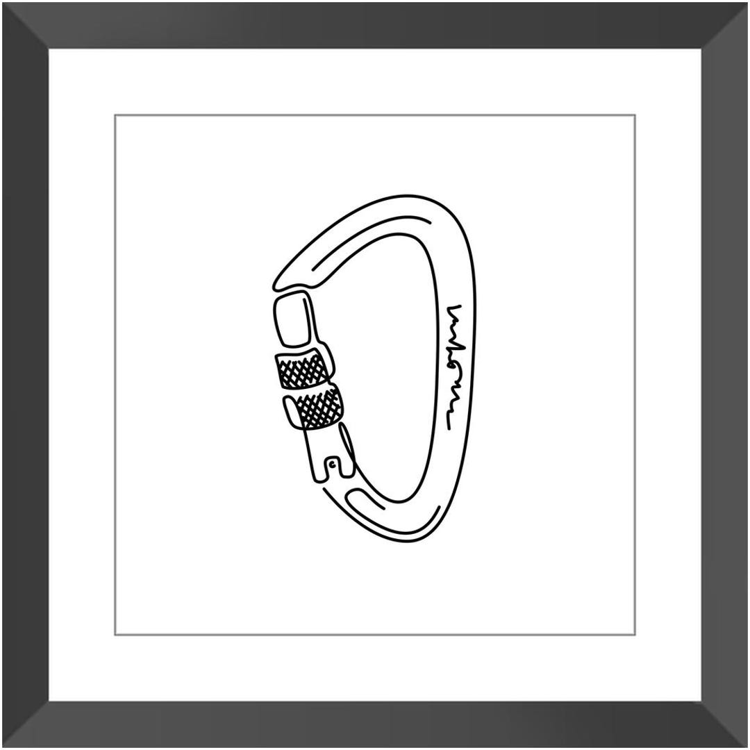 Framed Caribiner Minimalistic Line Drawing Print (3 Size and 3 Color ...