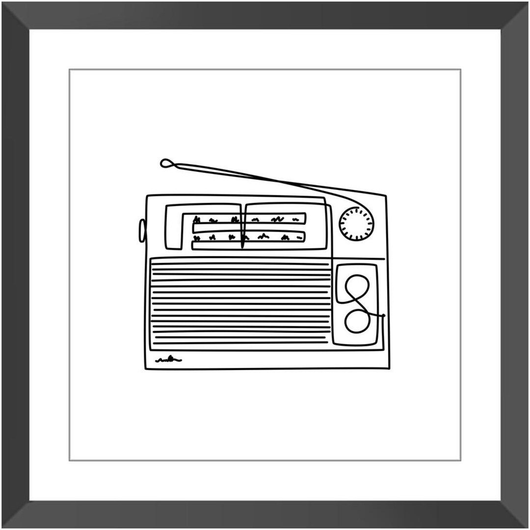 Framed Vintage Radio Minimalist Print | Retro Line Art | 3 Sizes ...
