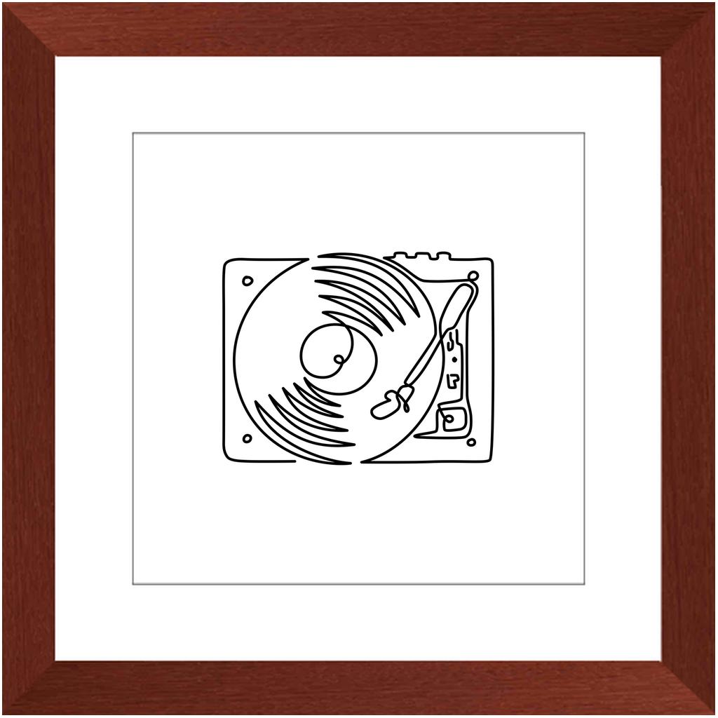 Framed Record Player Minimalistic Line Drawing Print | Music Lover Wall ...