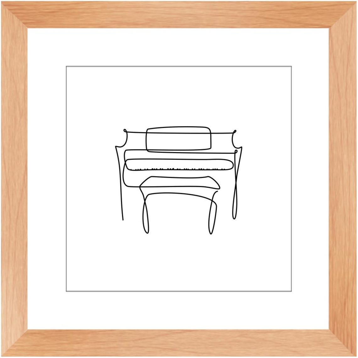 Framed Upright Piano Minimalistic Line Drawing Print 3 Size and 3 Color ...