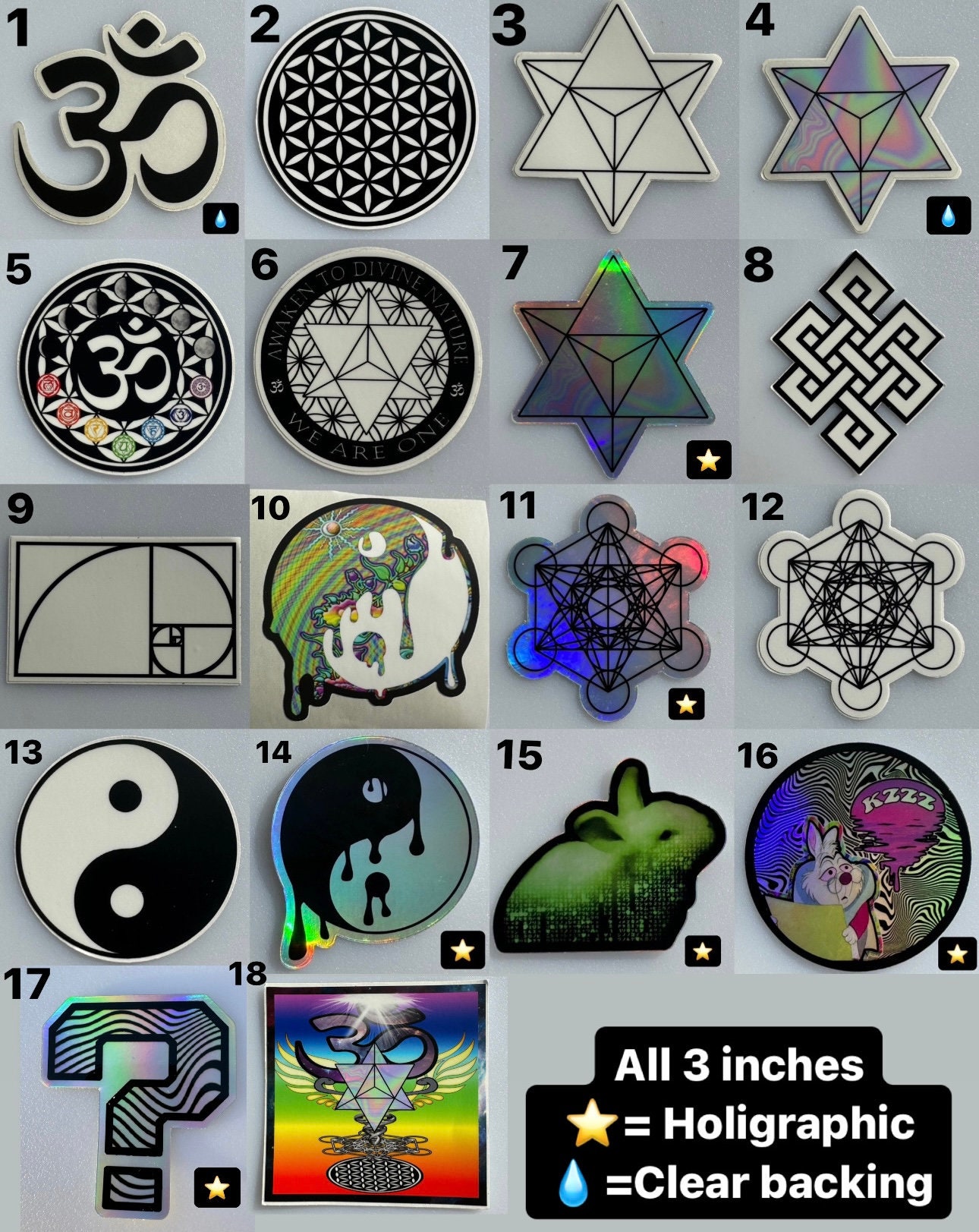 Sacred Geometry and Trippy Stickers ; OM, Metatron's Cube, Yin Yang ...
