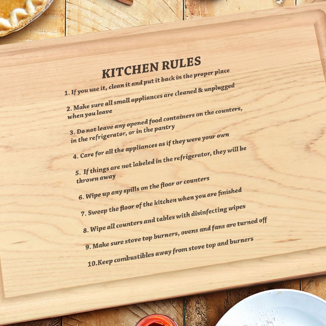 Engraved Kitchen Rules Cutting Board: Funny Chef Gift - Etsy