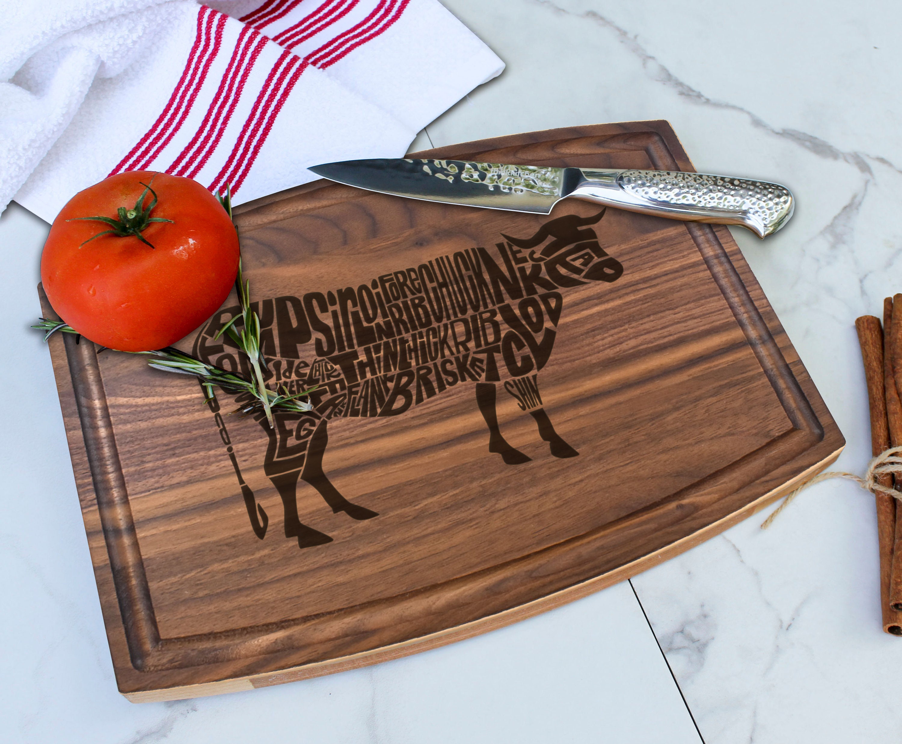 Engraved Cutting Board & Beef Cuts Modern Funny Cutting Board for ...