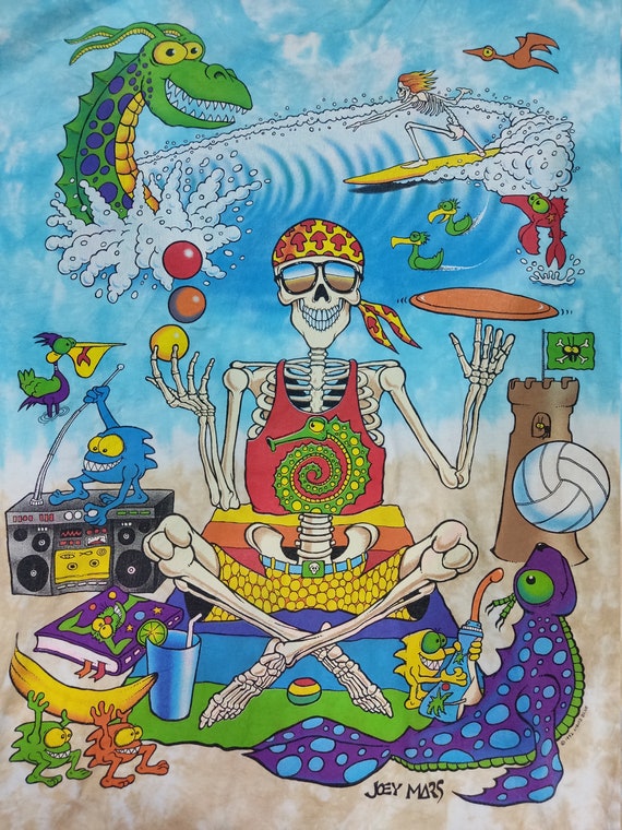 Vintage 1992 Joey Mars Liquid Blue Pop Art Tie Dye Te… - Gem