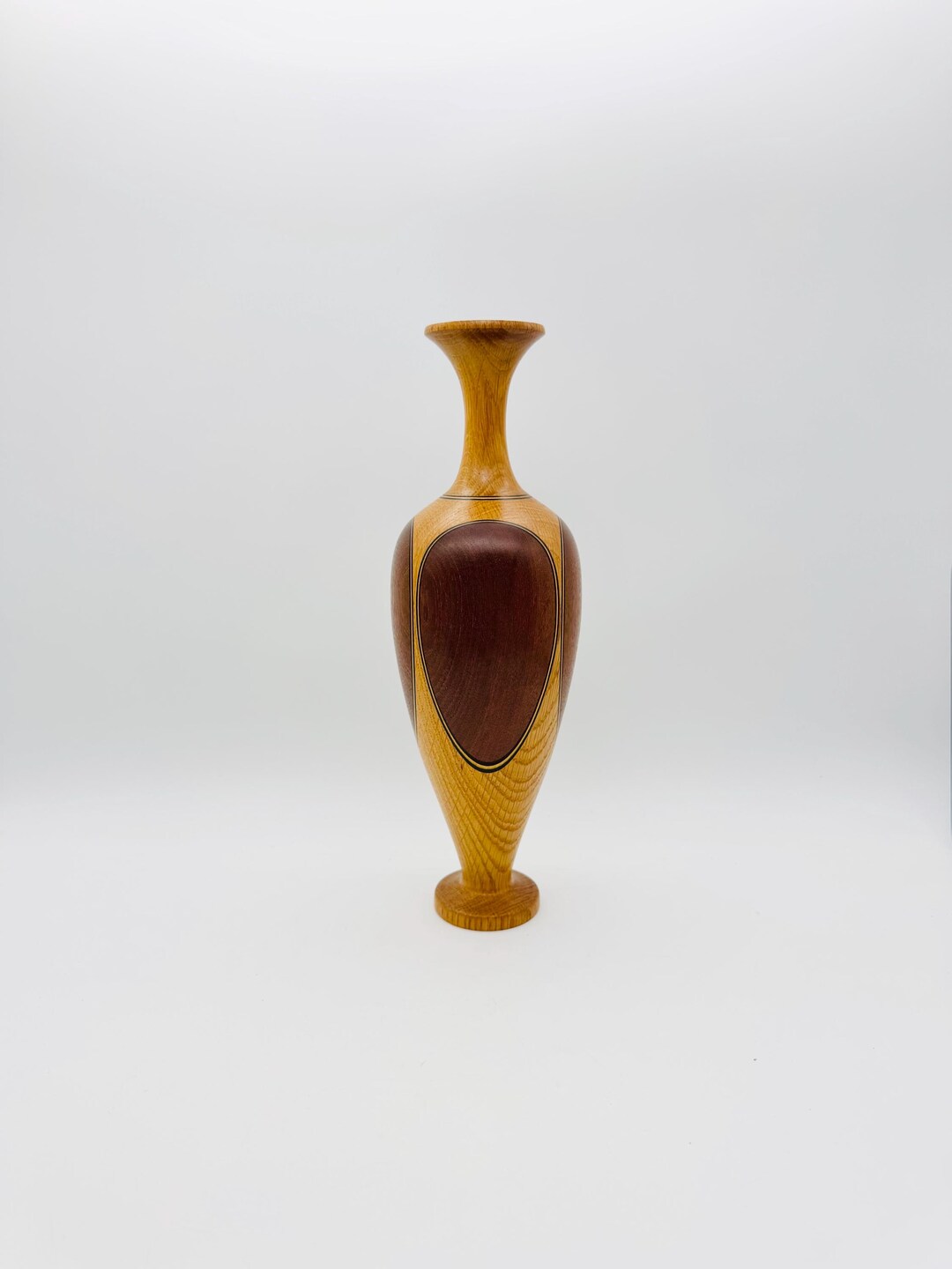 Hand Crafed Wood Inlaid Vase, Signed, Turned Wood Vase - Etsy