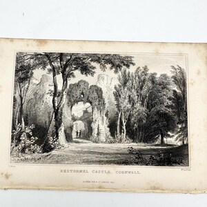 Small Antique Engraving, Restormel Castle, English Castle Picture - Etsy