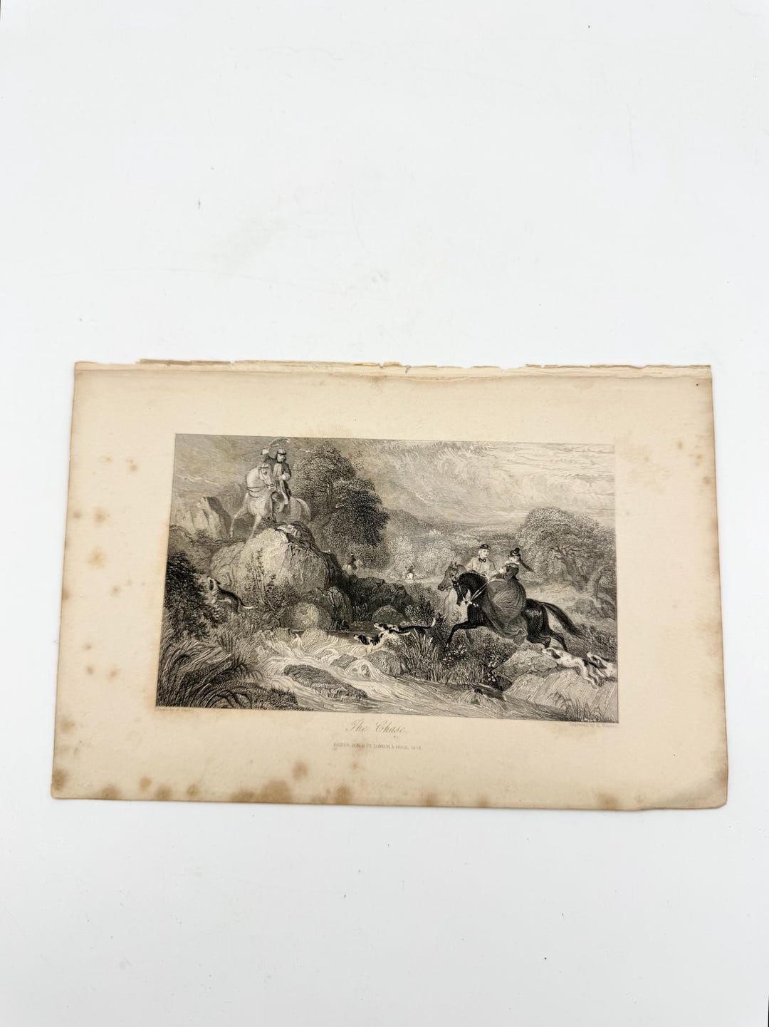 Small Antique Engraving, Hunting Scene - Etsy