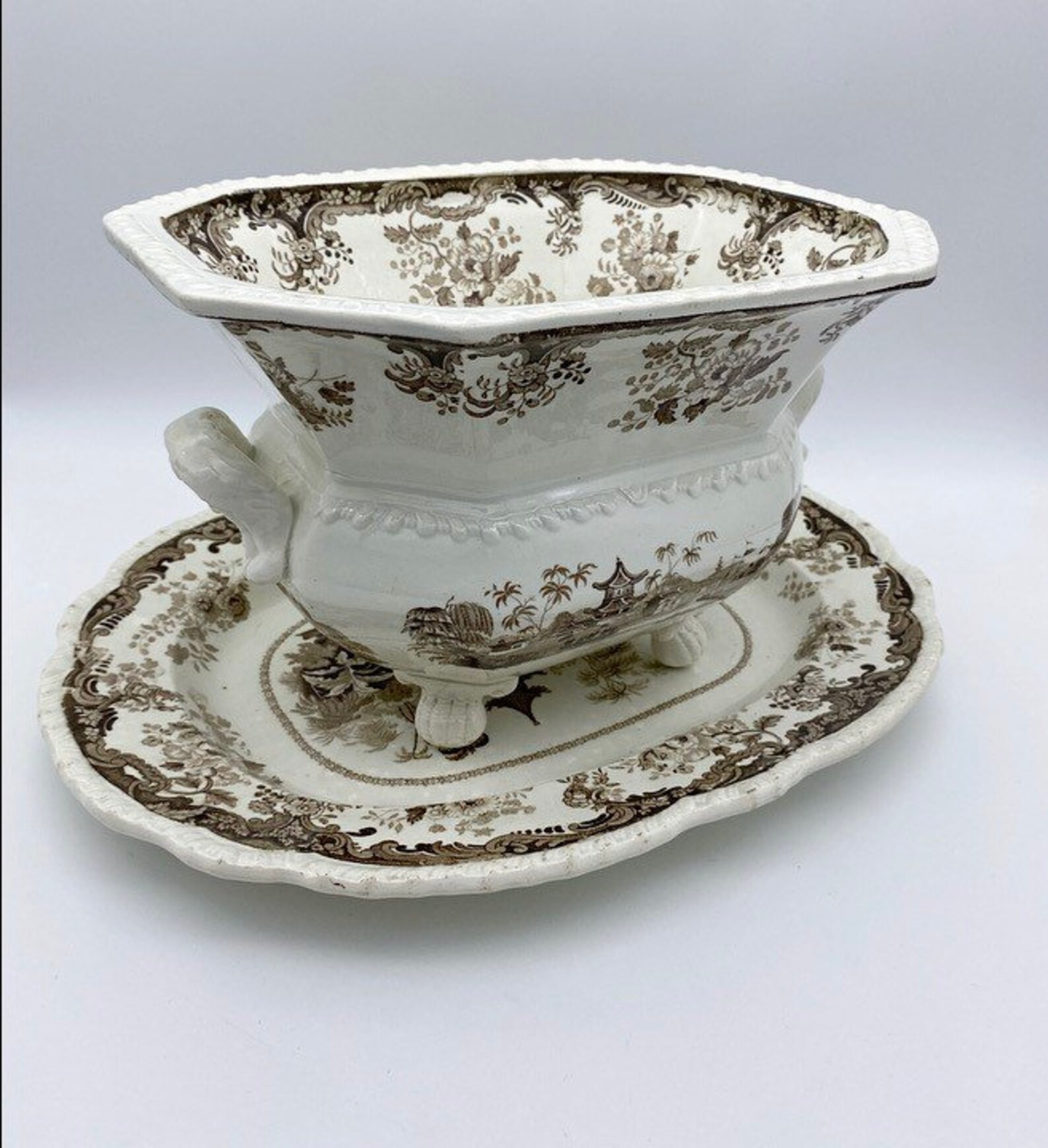 Antique Compote Bowl Vase With Matching Tray Minton Chinese - Etsy