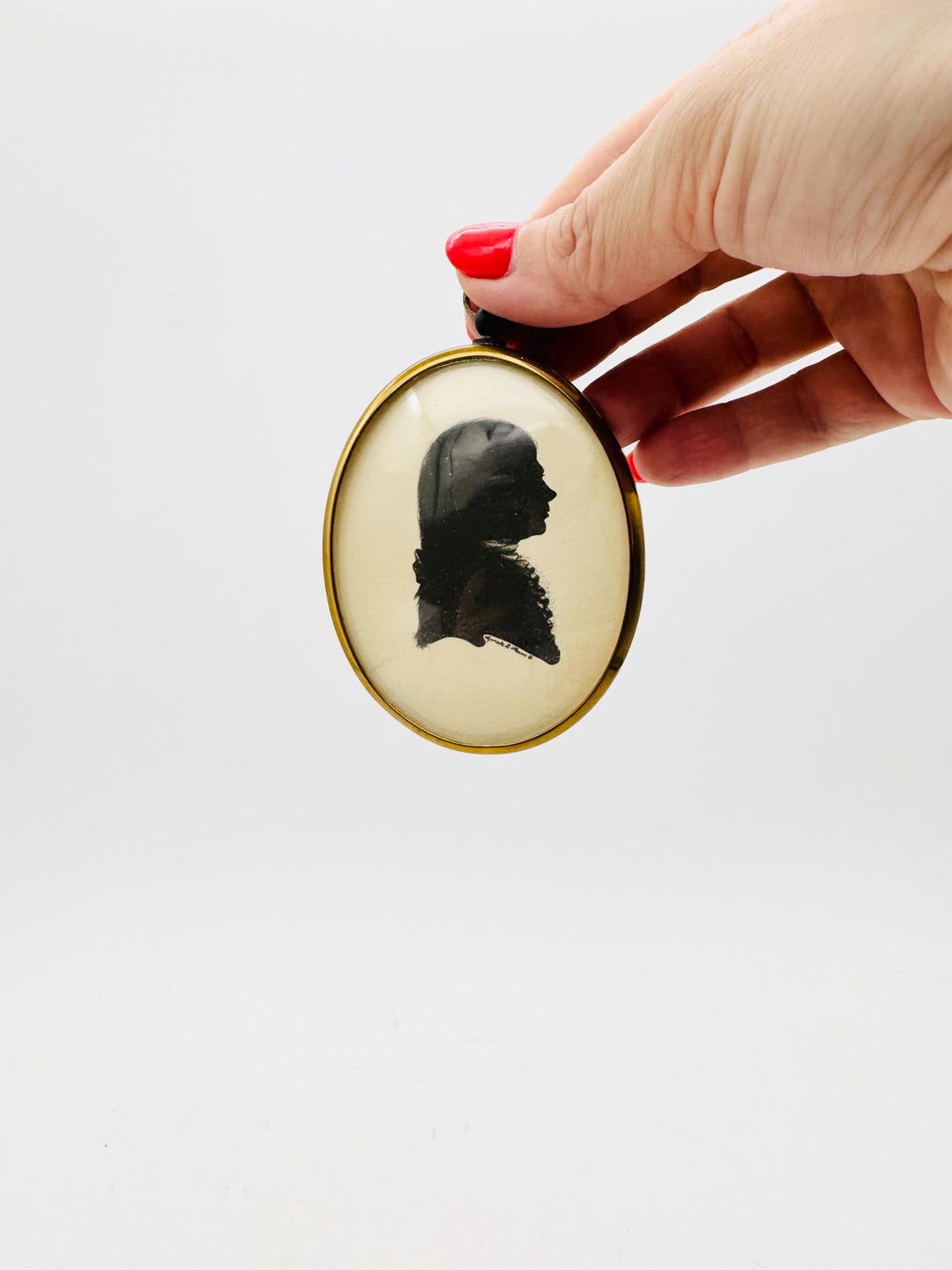 Vintage Peter Bates Miniature Picture, Small Silhouette Oval Picture - Etsy