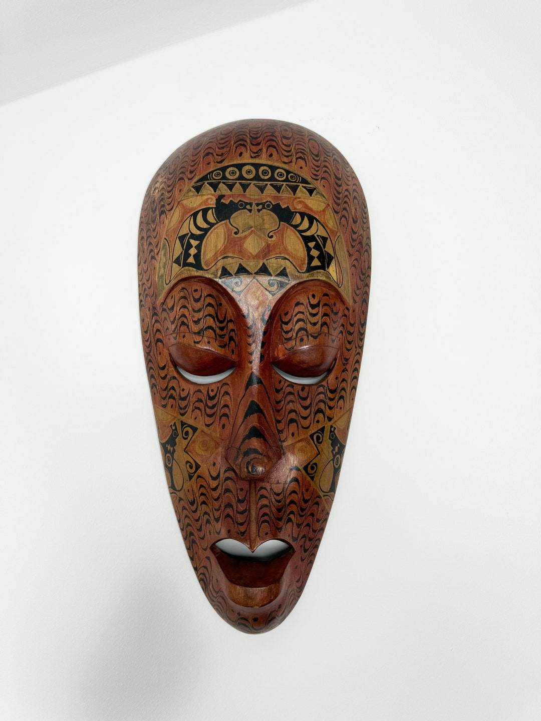 Large Wooden Wall Mask, Wooden Folk Art, Wooden Mask, Wall Decor - Etsy