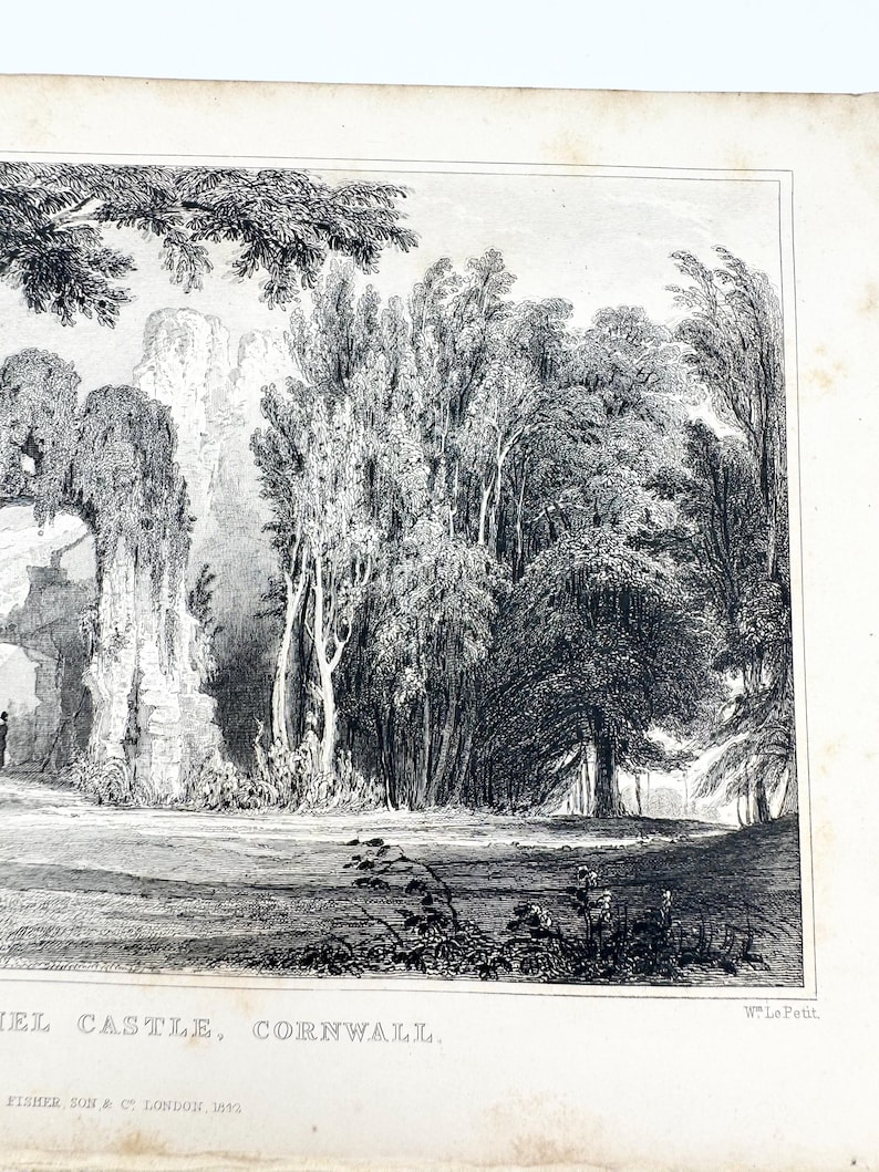 Small Antique Engraving, Restormel Castle, English Castle Picture - Etsy