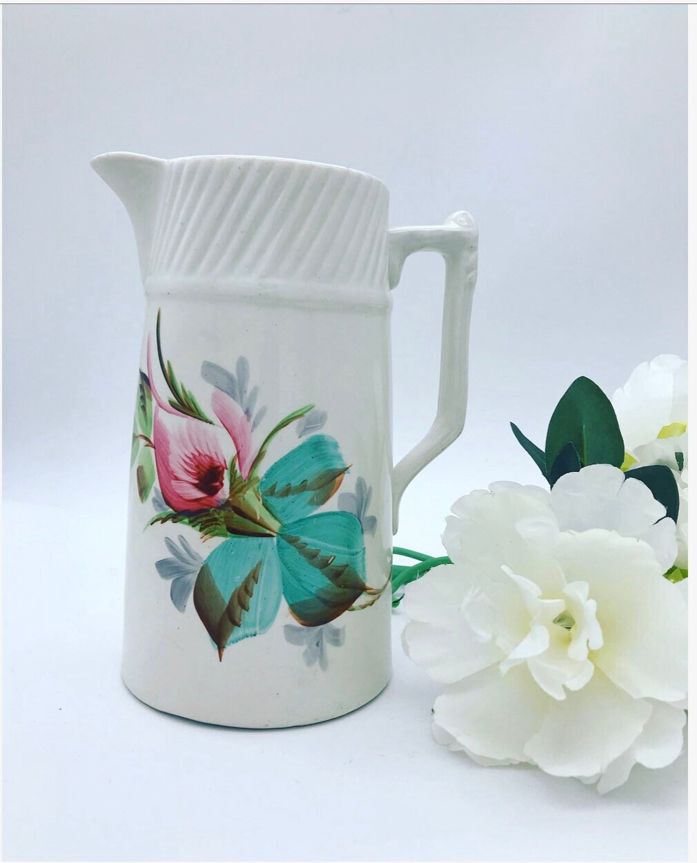 Victorian antique ceramic water jug painted floral | Etsy