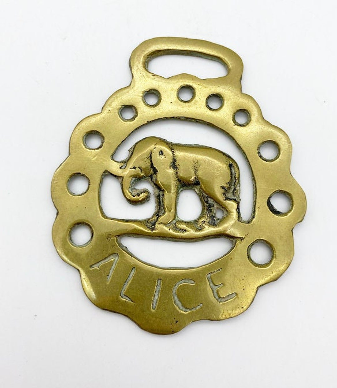 Antique Alice Elephant Horse Brass, Alice Medallion - Etsy