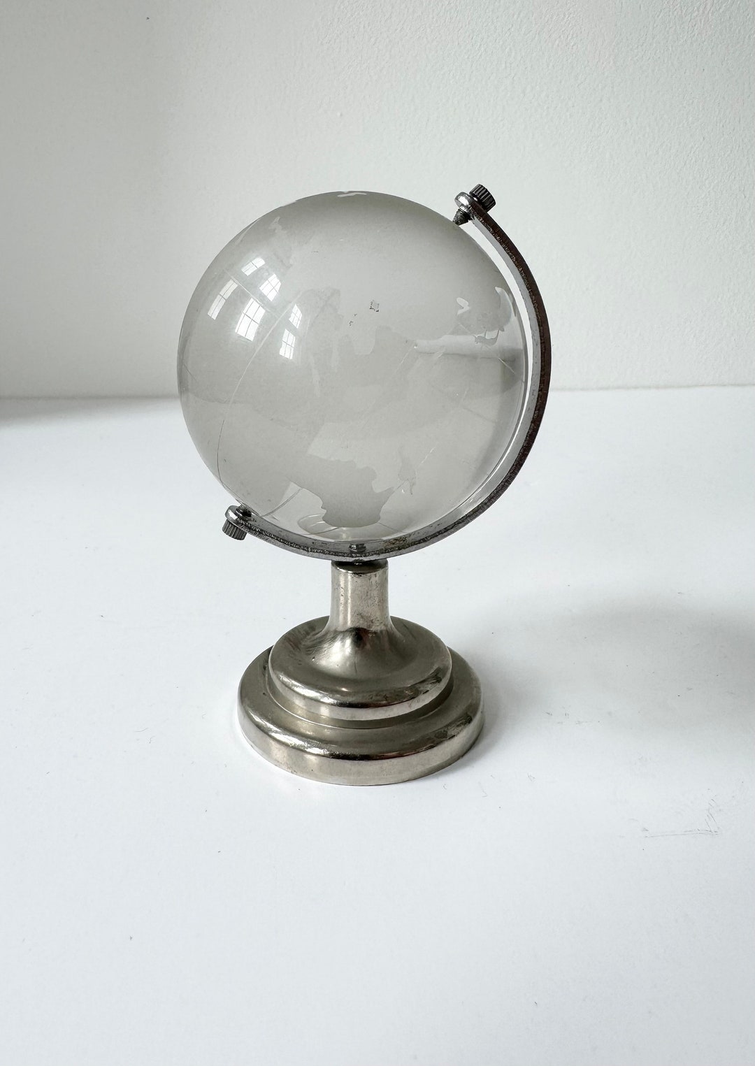 Vintage Small Clear Glass Globe, World Map Ornament - Etsy