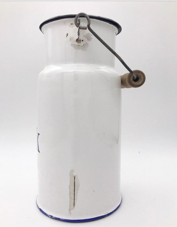 Vintage 70s white enamel Melk milk canister with lid Jars & Containers ...