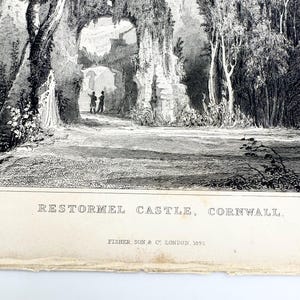 Small Antique Engraving, Restormel Castle, English Castle Picture - Etsy