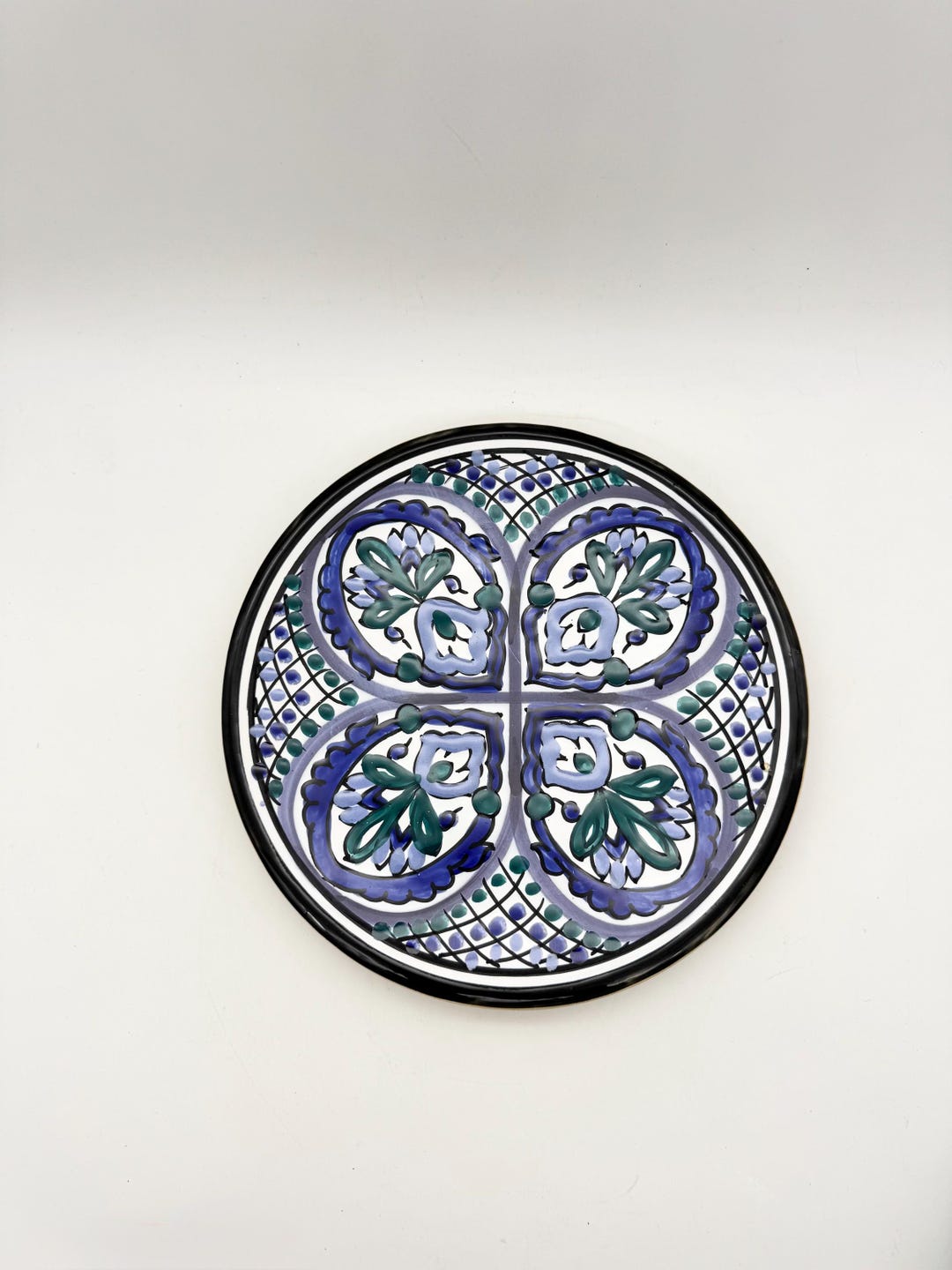 Hand Painted Blue Moroccan Wall Plate - Etsy