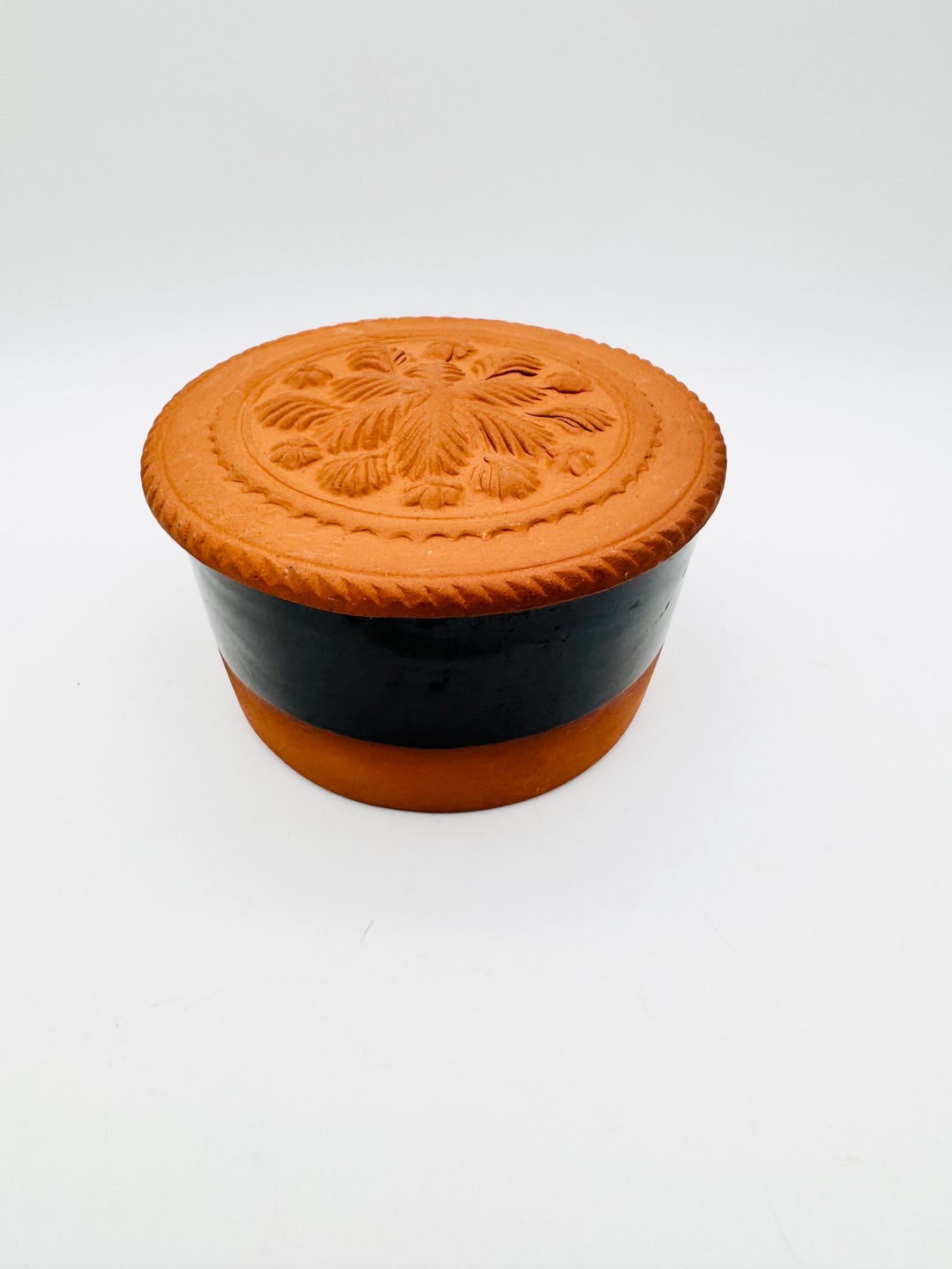 Vintage Terracotta Pottery Butter Jar, Savoury Food Jar - Etsy