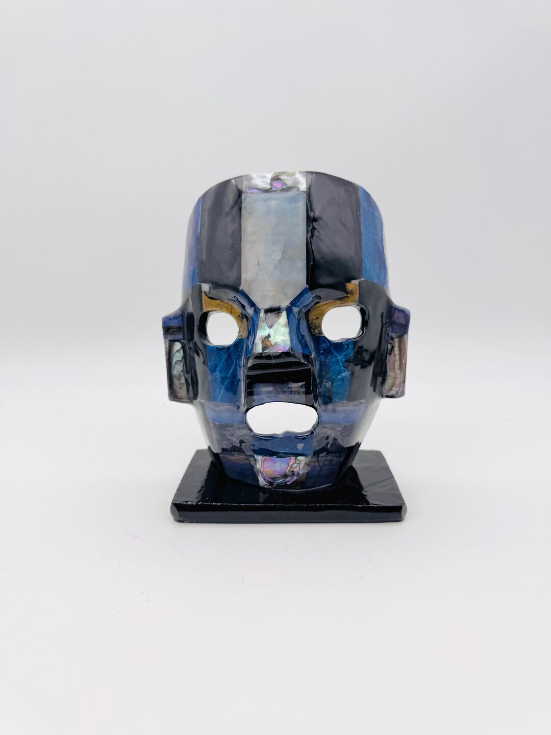Mexican Abalone Shell Mask, Blue Table Top Mask - Etsy