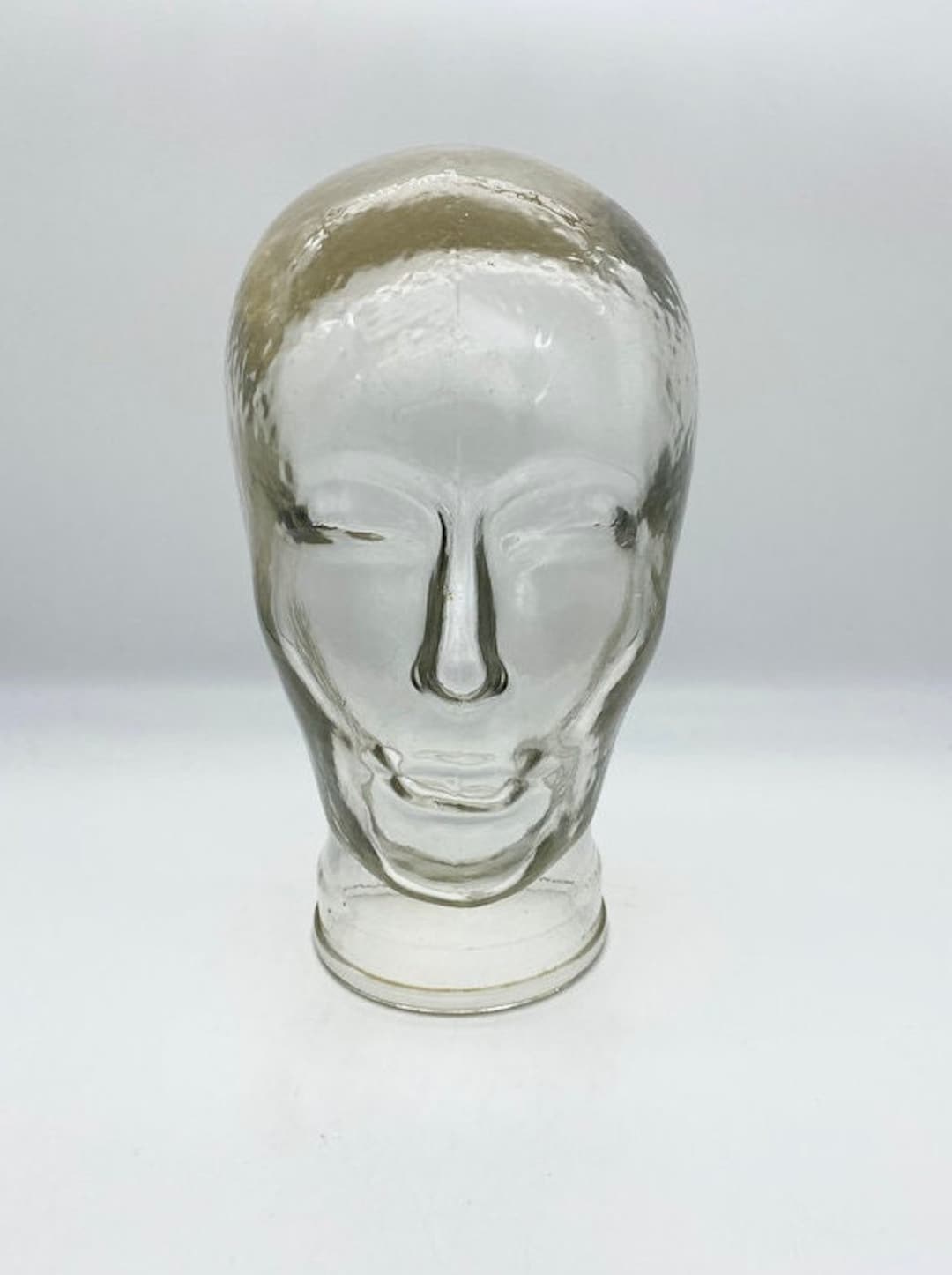 Vintage Clear Glass Head Real Size Decor Etsy