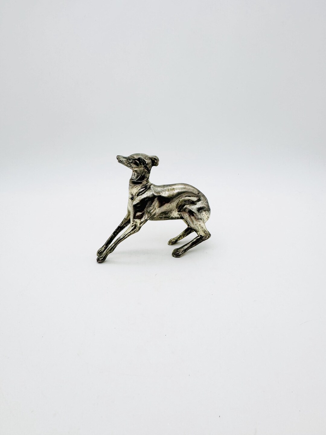 Vintage Silver Tone Metal Greyhound Dog Figurine - Etsy