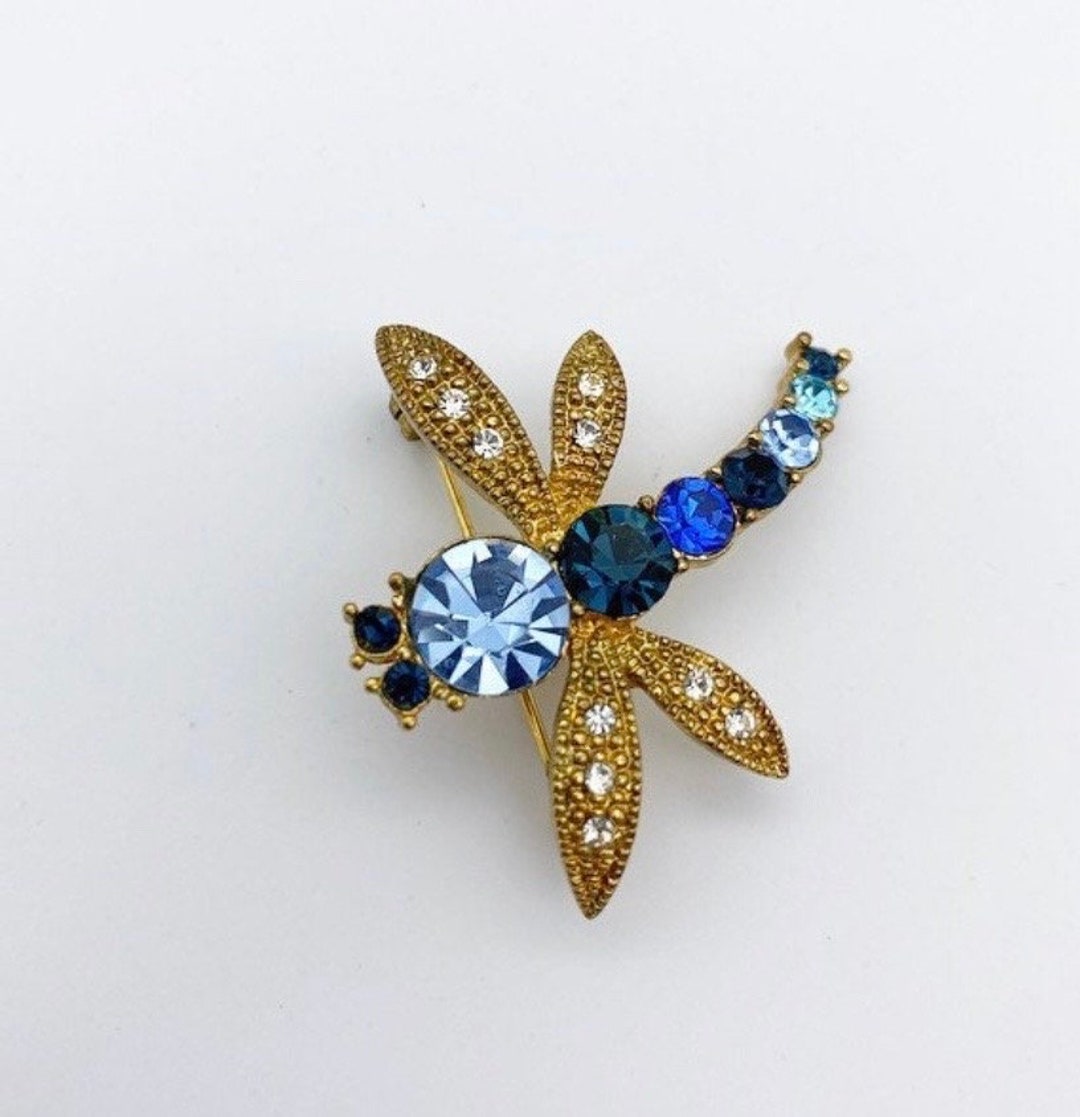 Vintage Blue Dragonfly Brooch - Etsy
