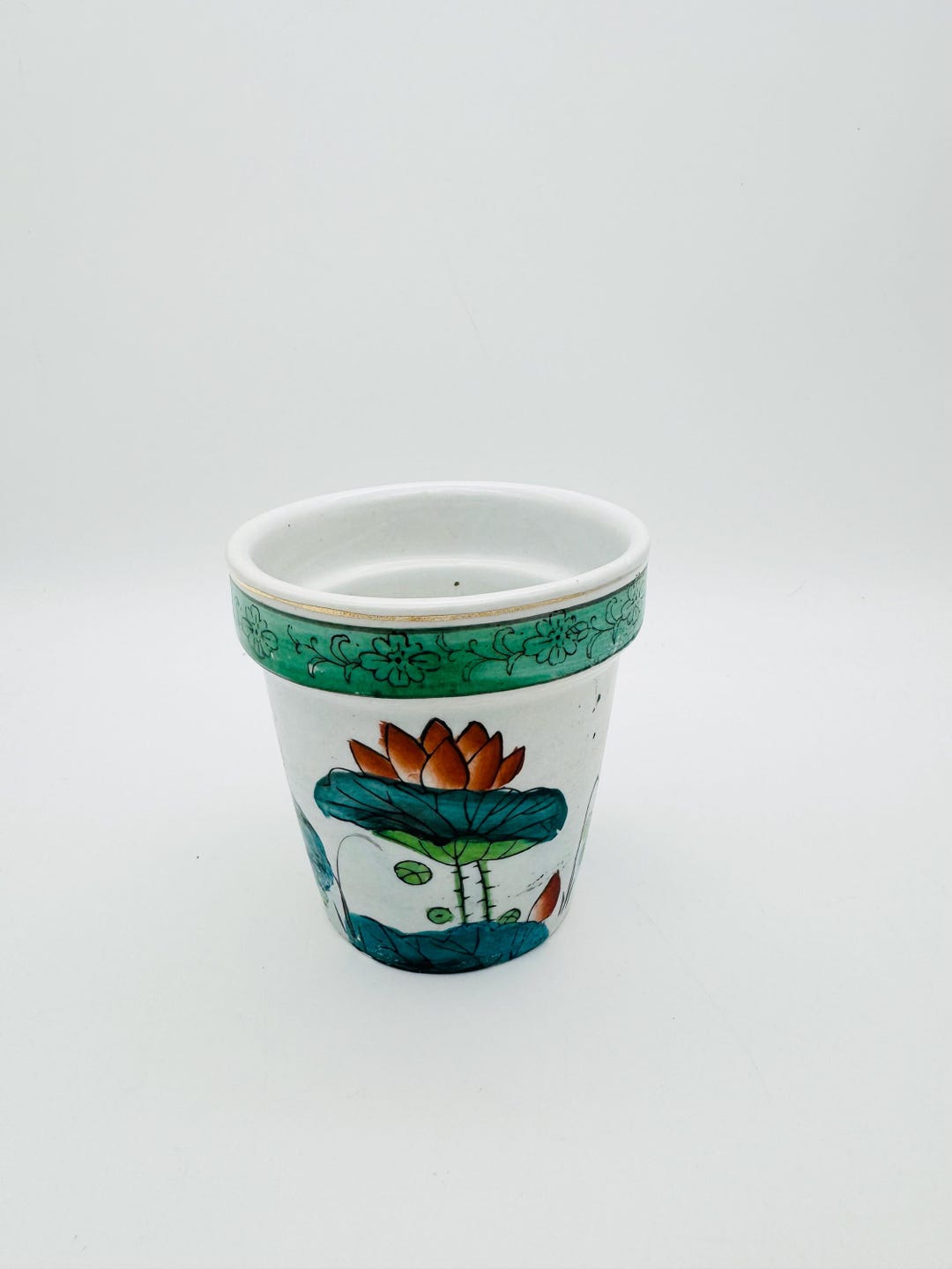 Vintage Chinese Plant Pot, Small Hand Painted Planter - Etsy