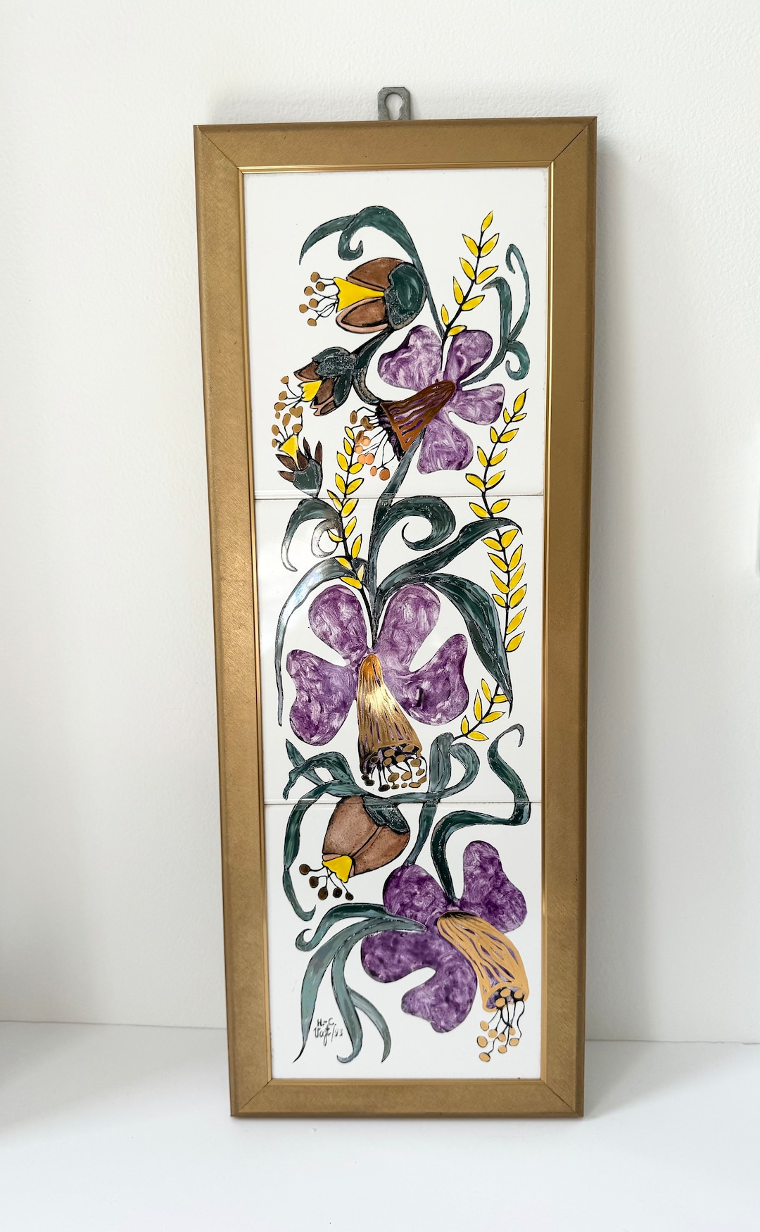 Framed Hand Painted Floral Tiles, Tiles Art, Wall Decor - Etsy