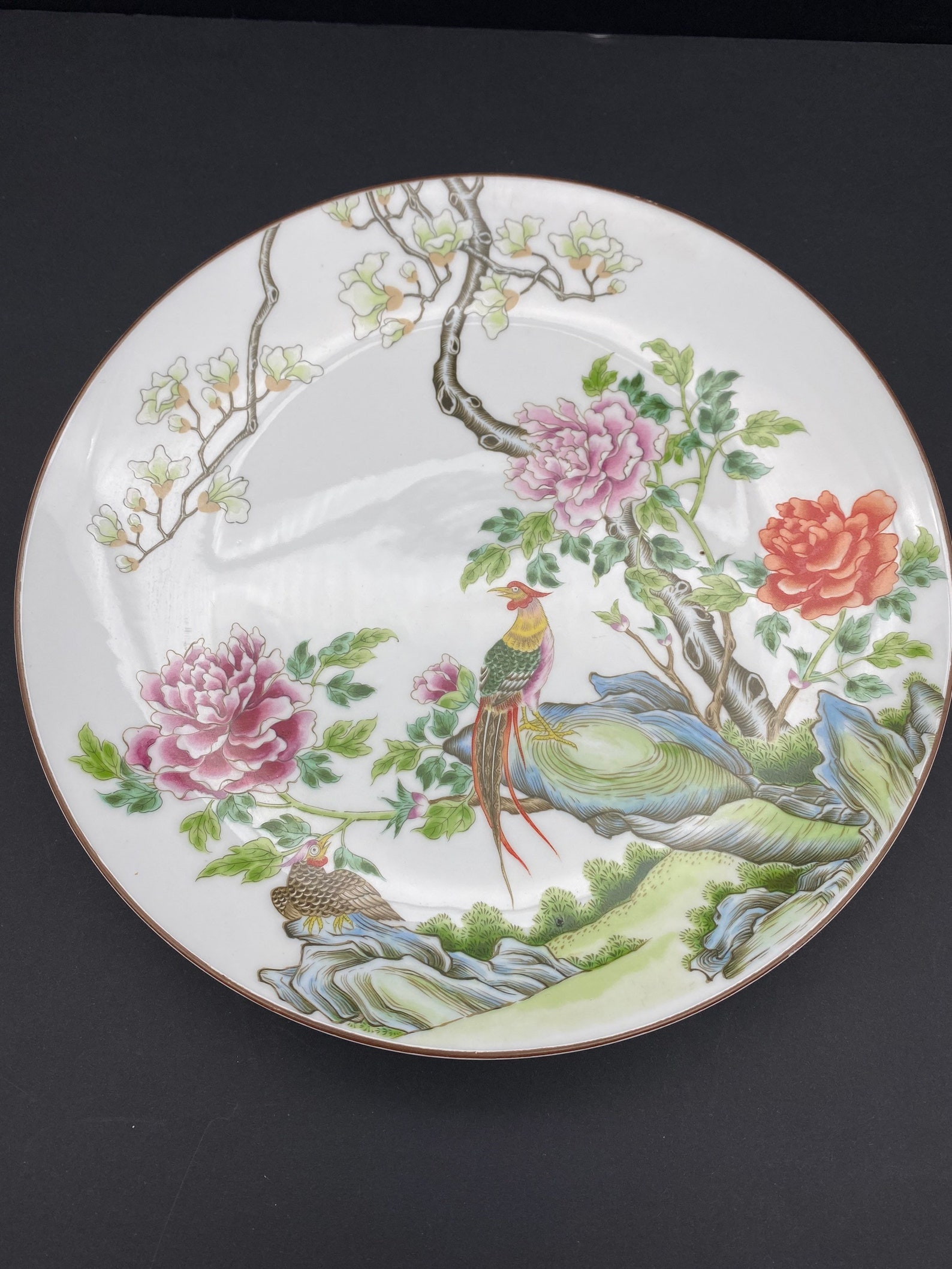 Vintage Chinese Porcelain Plate With Oriental Pheasant Pattern - Etsy