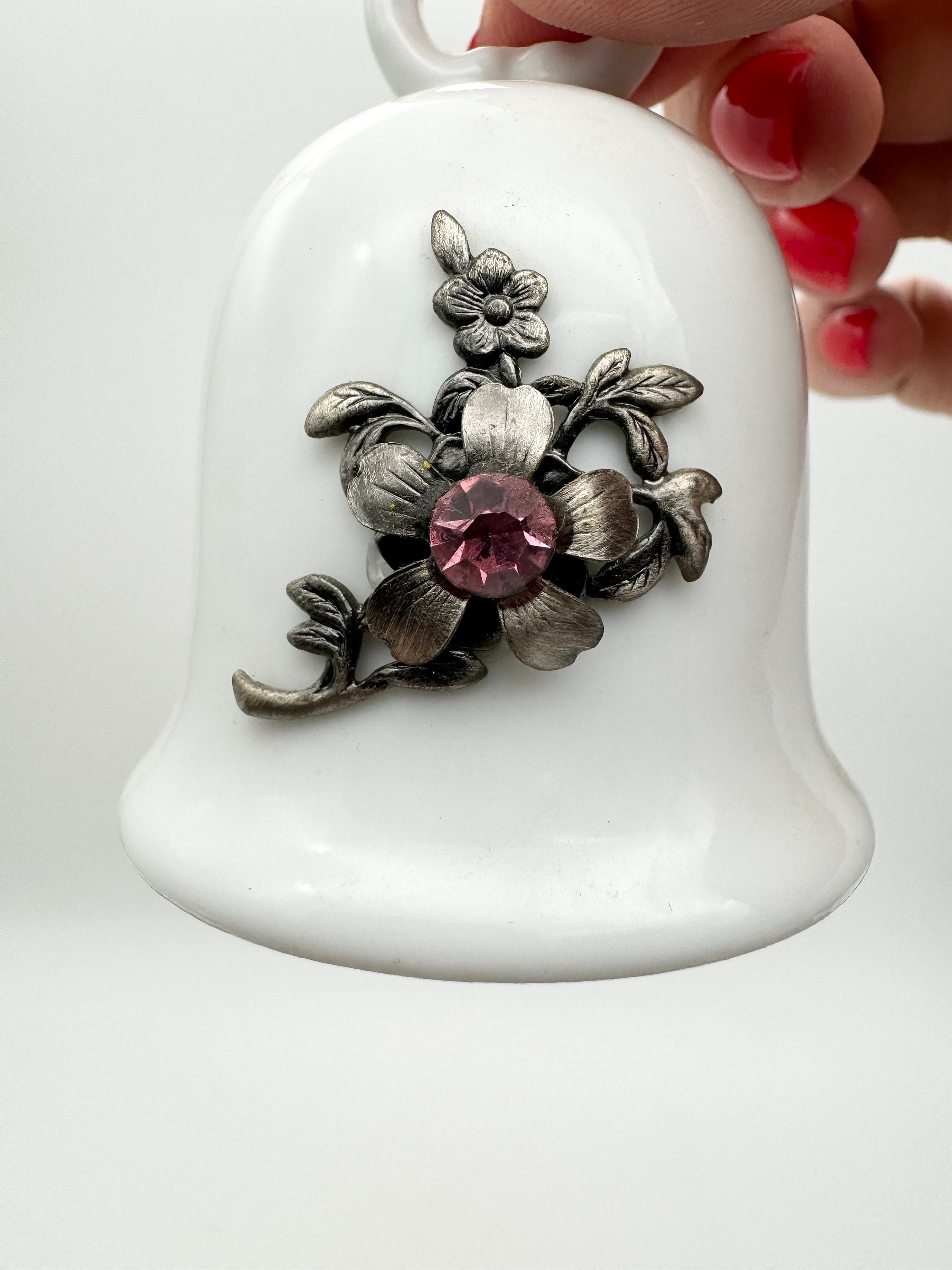 Vintage White Ceramic Bell - Etsy