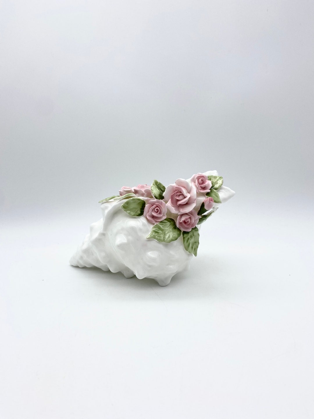 Vintage White Ceramic Conch Shell Plant Pot - Etsy