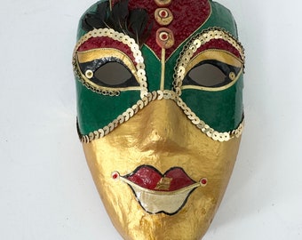 Traditional Venetian Carnival Mask Handcrafted Papier-mache Columbina ...
