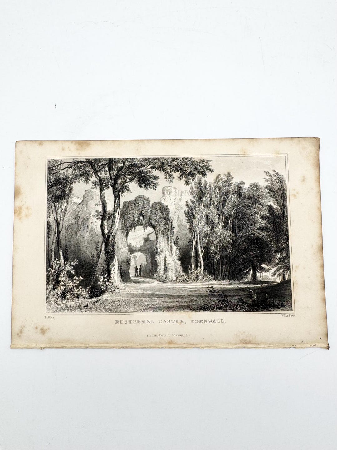 Small Antique Engraving, Restormel Castle, English Castle Picture - Etsy